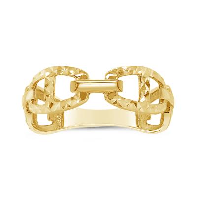 10K Yellow Gold Diamond Cut Link Ring | Ben Moss Jewellers
