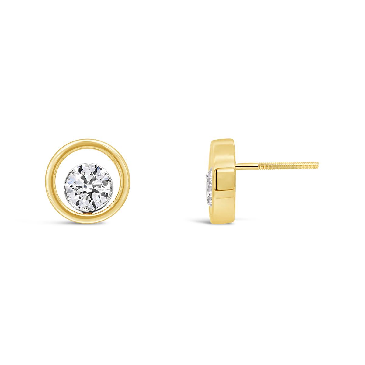 New Brilliance 14K Yellow Gold Lab Grown 1.00CTW Diamond Solitaire Stud ...