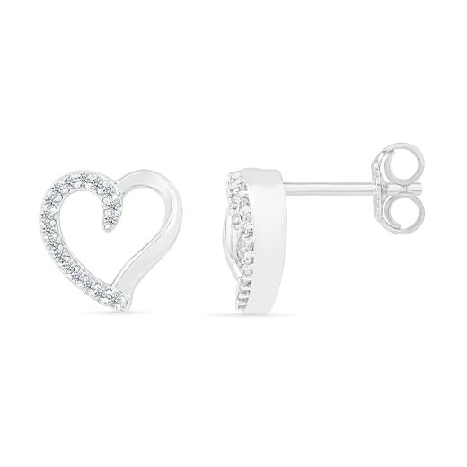 10K White Gold Diamond Heart Earrings Ben Moss Jewellers